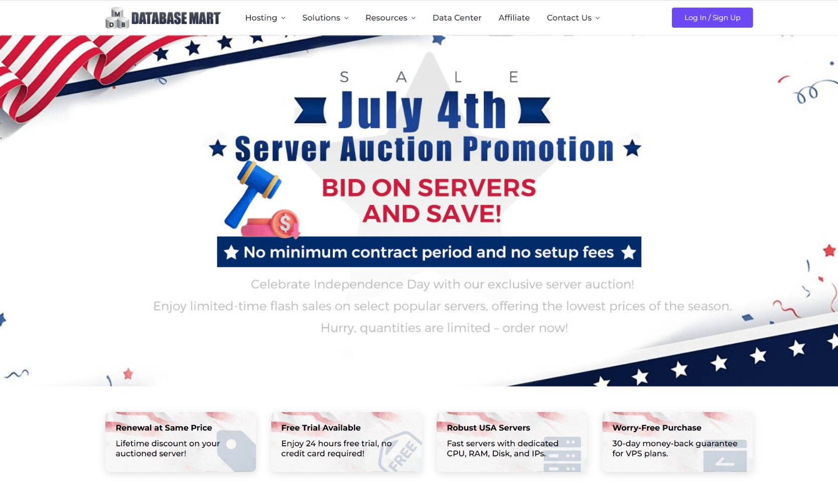 Database Mart独立日大促:美国VPS/物理机/GPU云服独服, 5折$4.99起,独立IP和显卡,不限流 | 青松跨境B2C